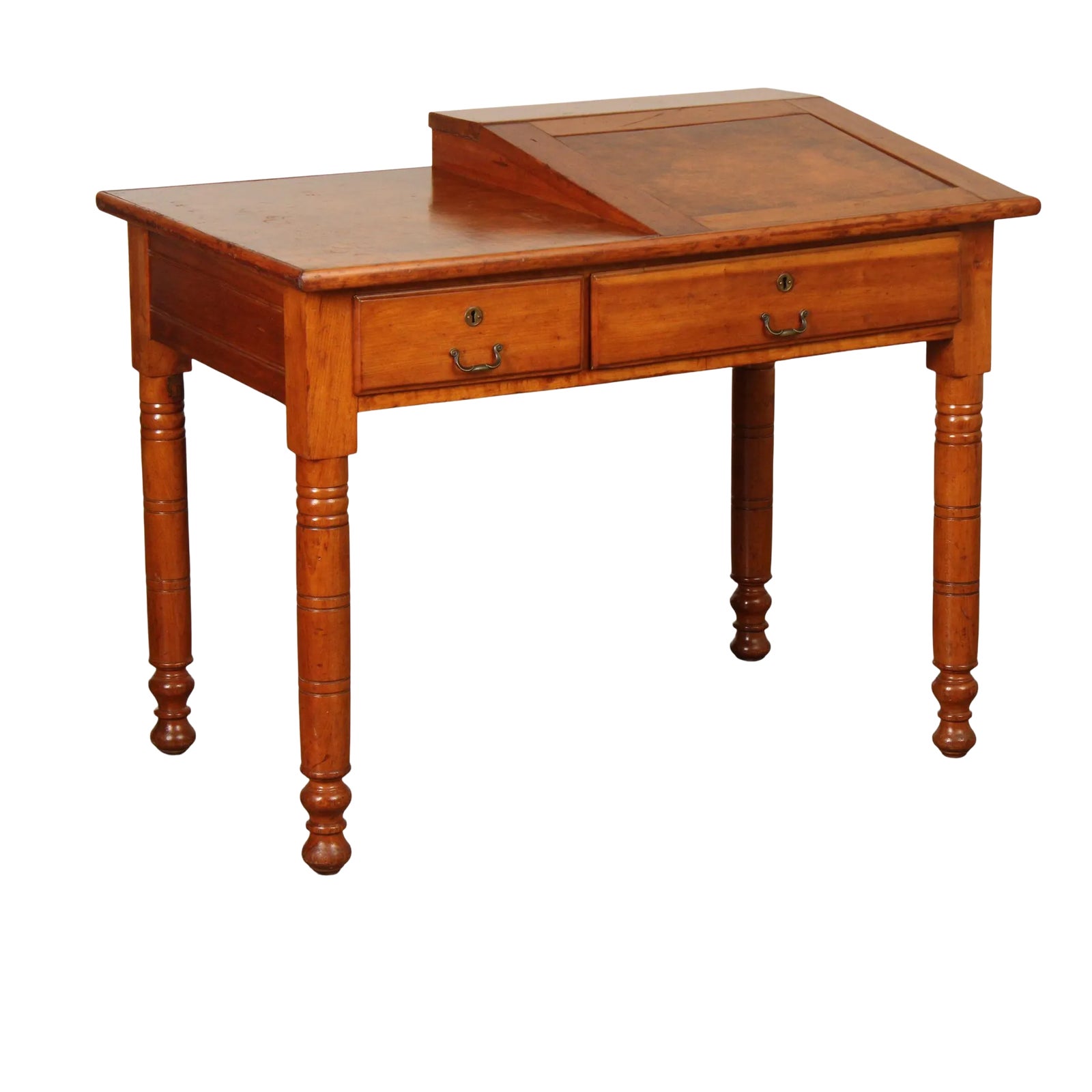 Antique Early American Applewood Slant Top Writing Desk | Chairish