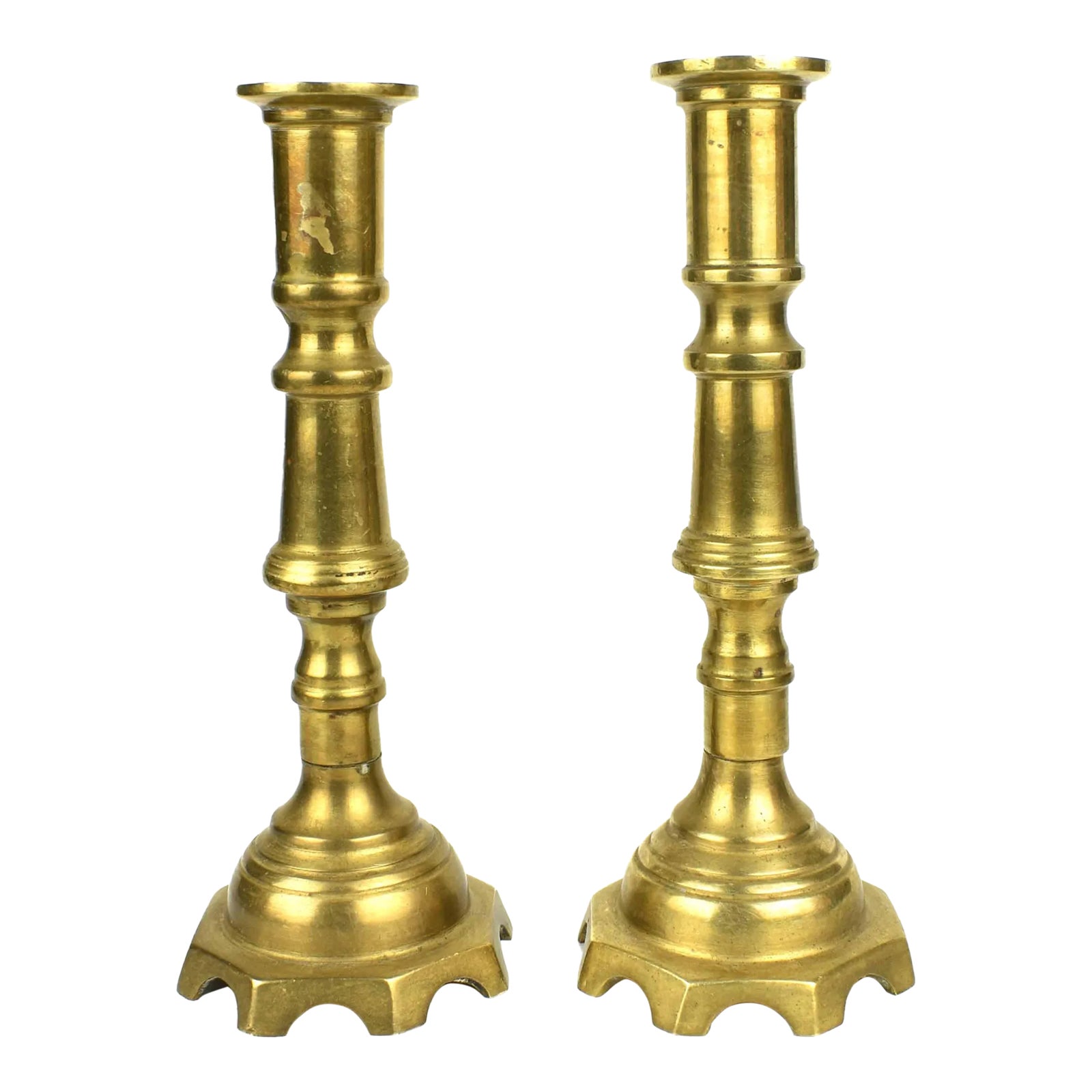 Mid Century Modern Solid Brass Tall Heavy Candlestick Candle Holders ...