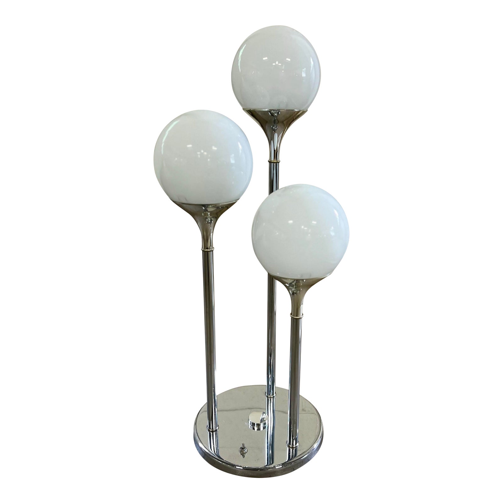 Vintage Mid Century Modern Sonneman Style Chrome 3 Globe Light Table ...