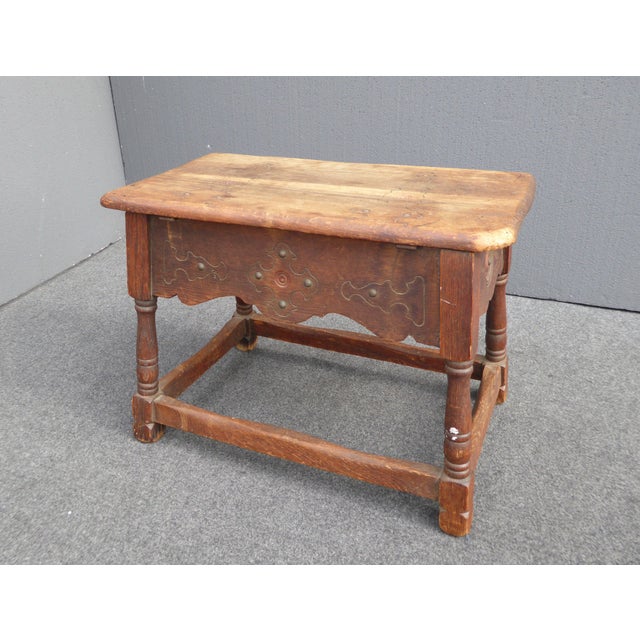 Vintage William & Mary Style Wood Bench With Storage Space by Cochran ...