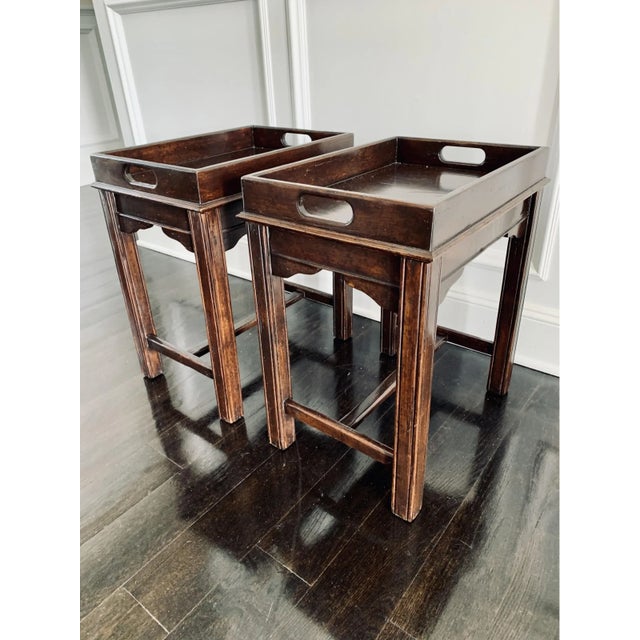 Bausman & Company English Country Side Tray Tables—A Pair | Chairish
