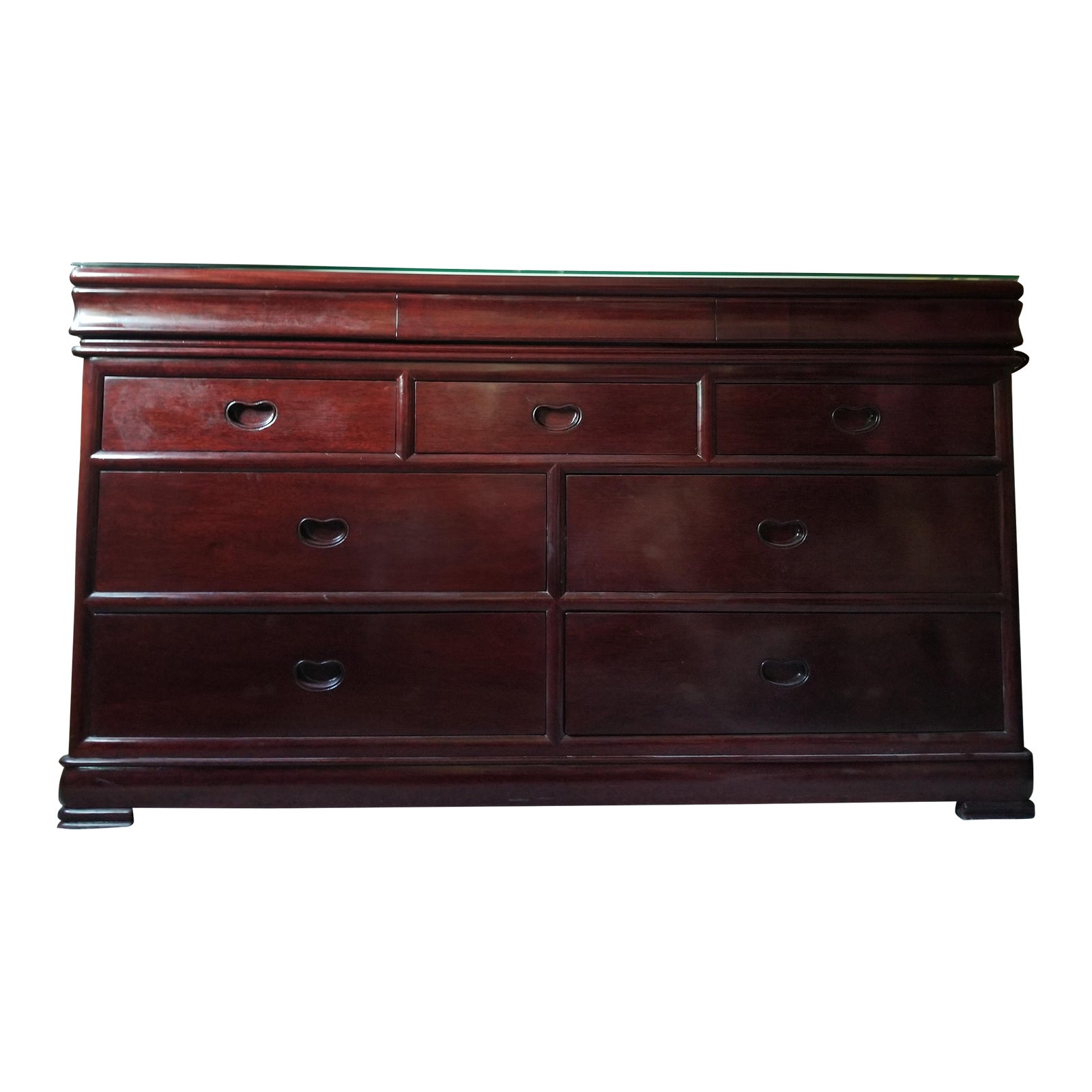 1990s Low Elongated Elmwood Brown Heavy Chinese Dresser | Chairish