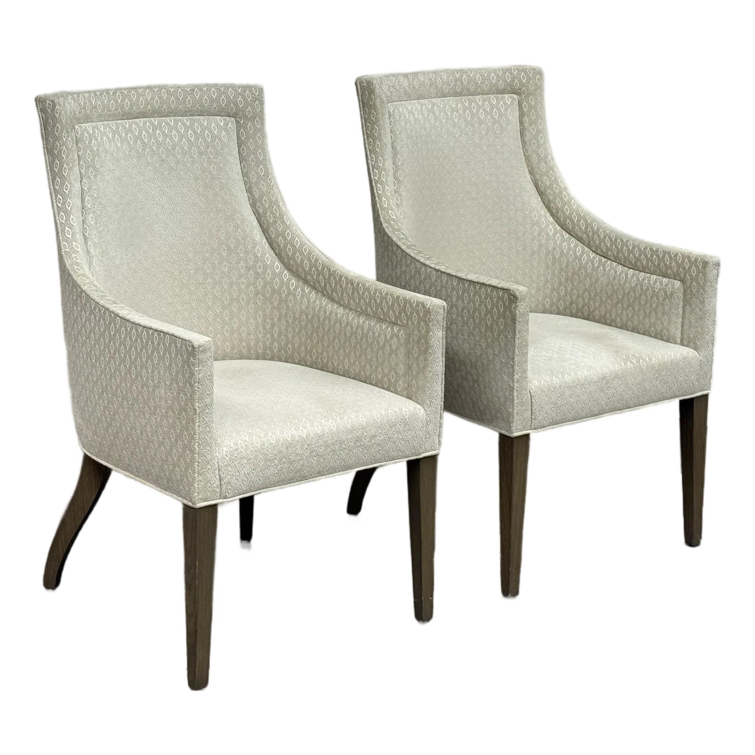 Custom Design Slope Arm Chairs, Pair | Chairish