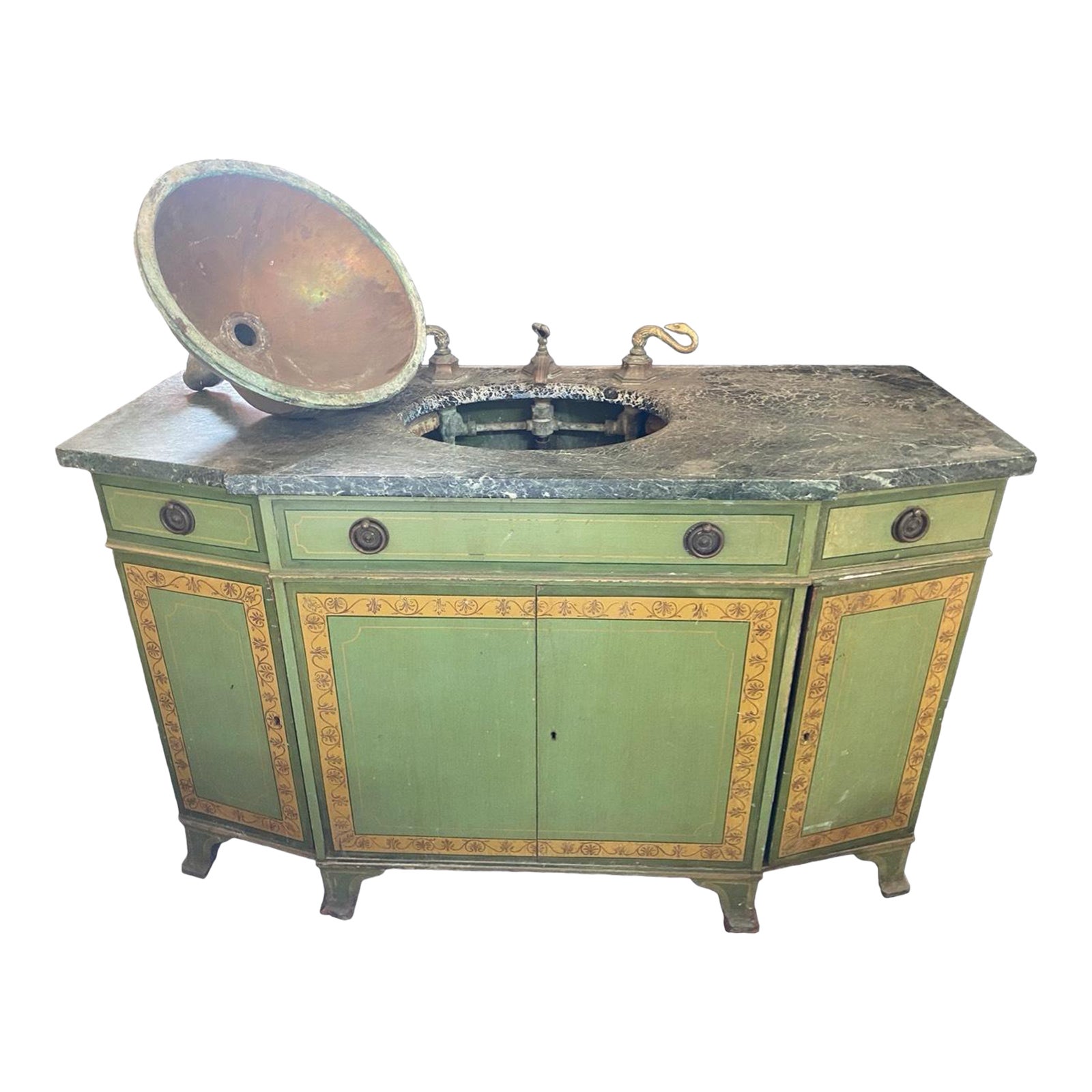 Early 20th Century Empire French Style Bathroom Vanity Brass Snake ...