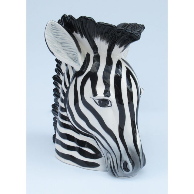 Vintage C.1975 Italian Porcelain Ceramic Glazed Tall Zebra Planter ...