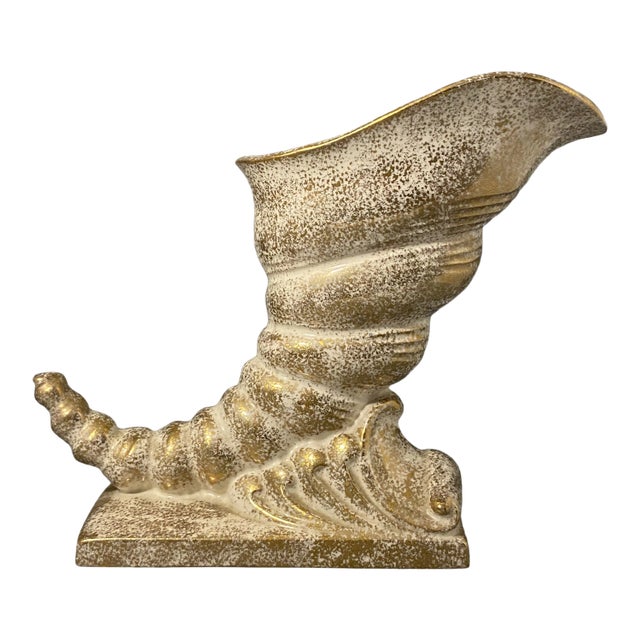 Mid-Century Modern Ceramic Cornucopia Vase | Chairish