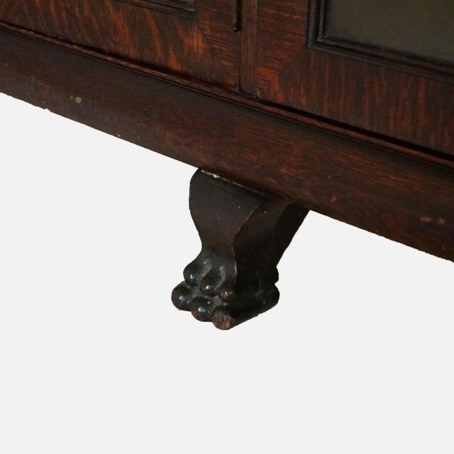 Antique RJ Horner Figural Carved Oak Bookcase with Lion Heads & Paw ...