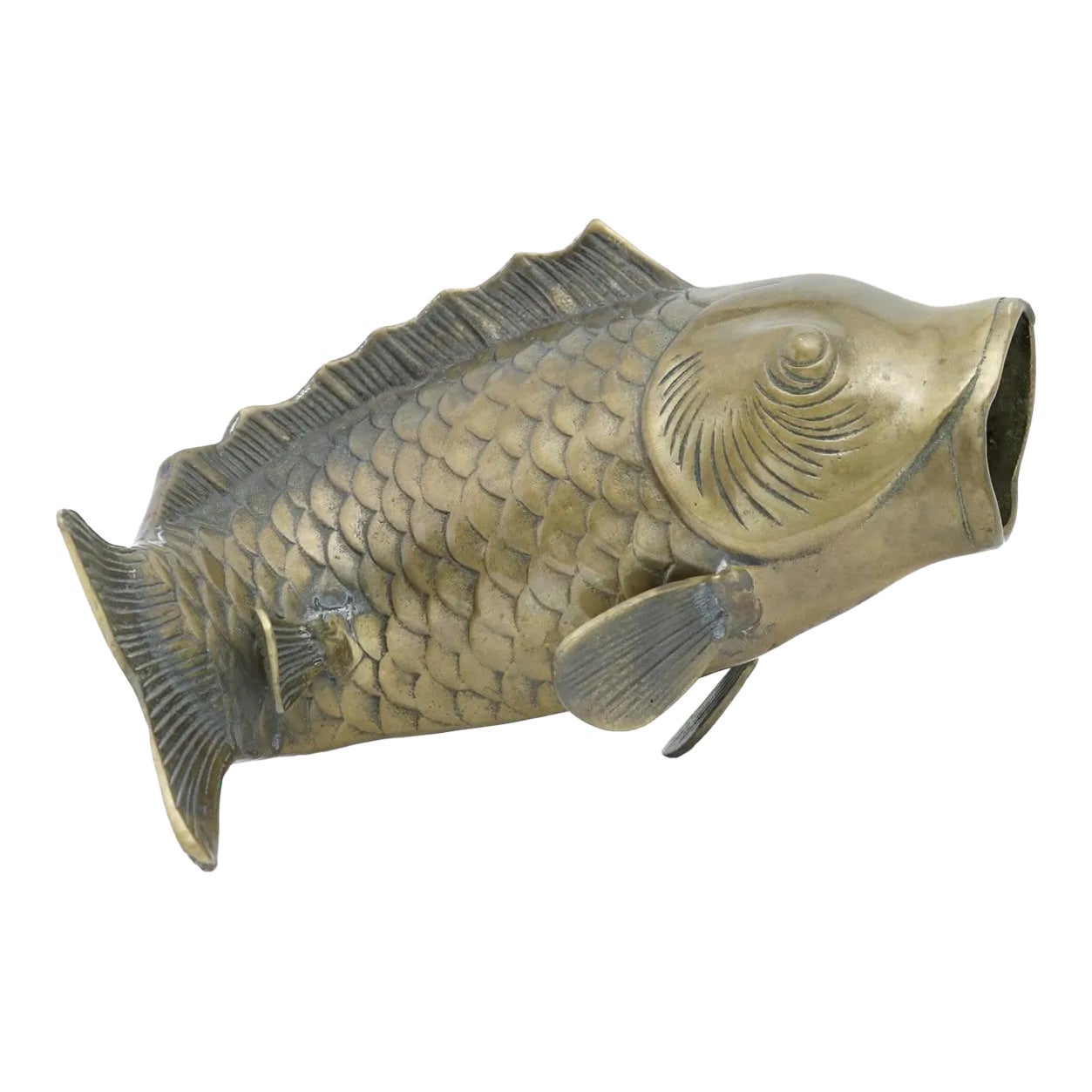 Large Mid 20th Century Brass Fish | Chairish