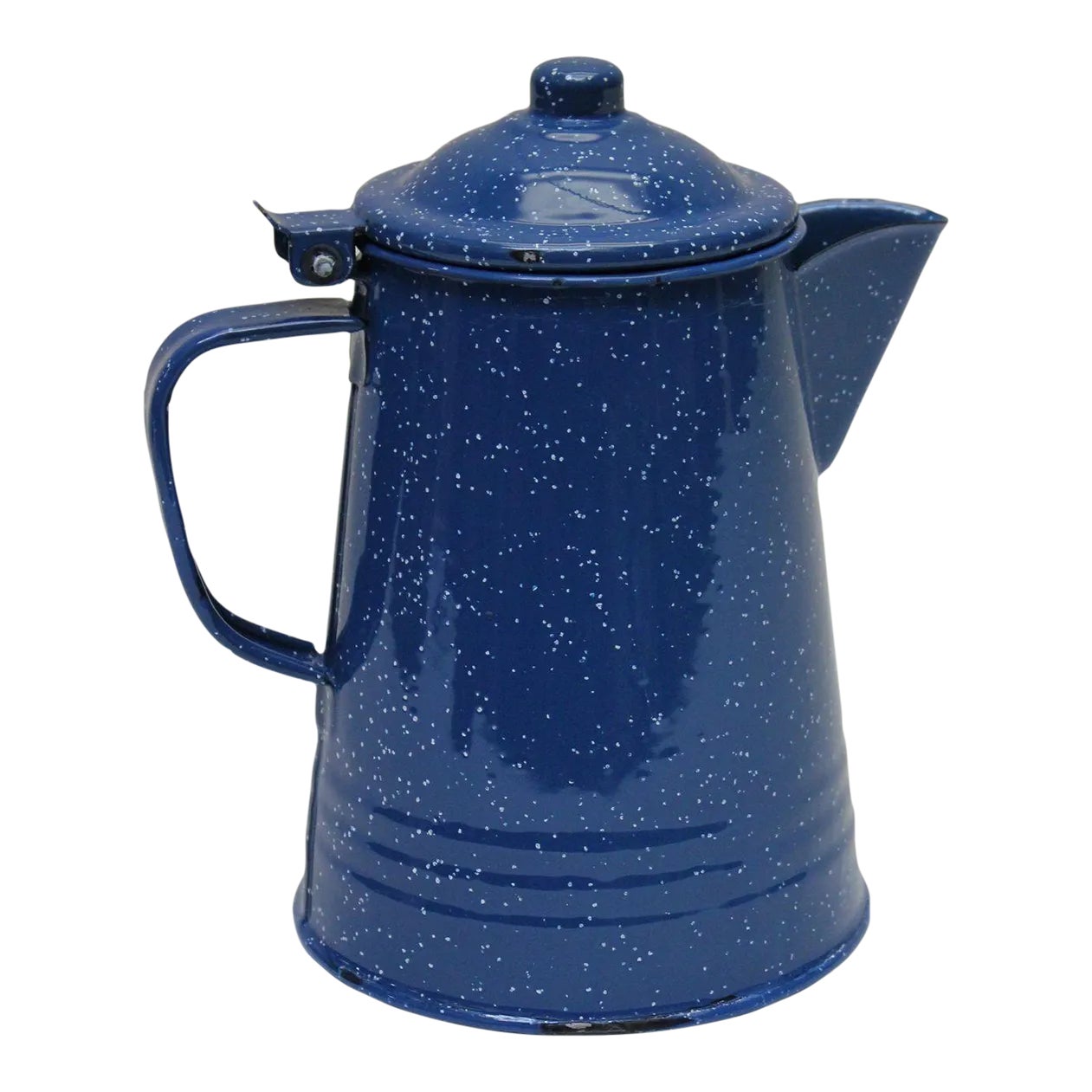 Vintage Blue Enamel Graniteware / Splatterware Kettle | Chairish