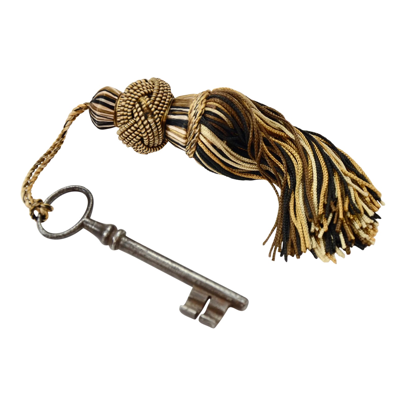 Antique 4” European Key With Tassel Color Choice | Chairish