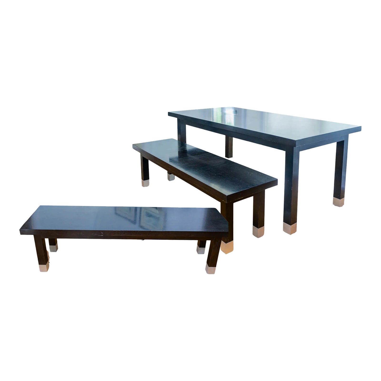 Contemporary Wenge Wood Dining Table With 2 Matching Benches - Set of 3 ...