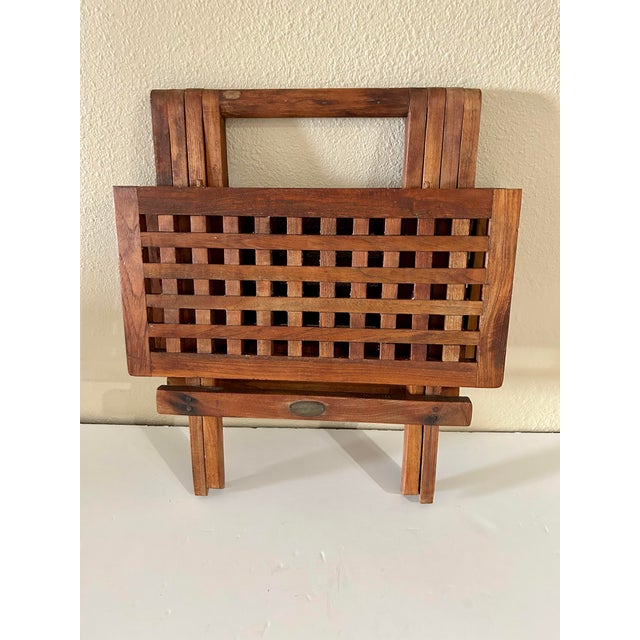 Teak Folding Side Table - Indoors or Outside | Chairish