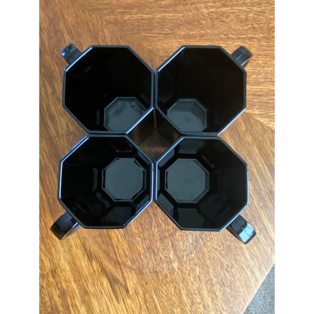Arcoroc Black French Octagonal Glass Mugs, Set of 4 (France) | Chairish