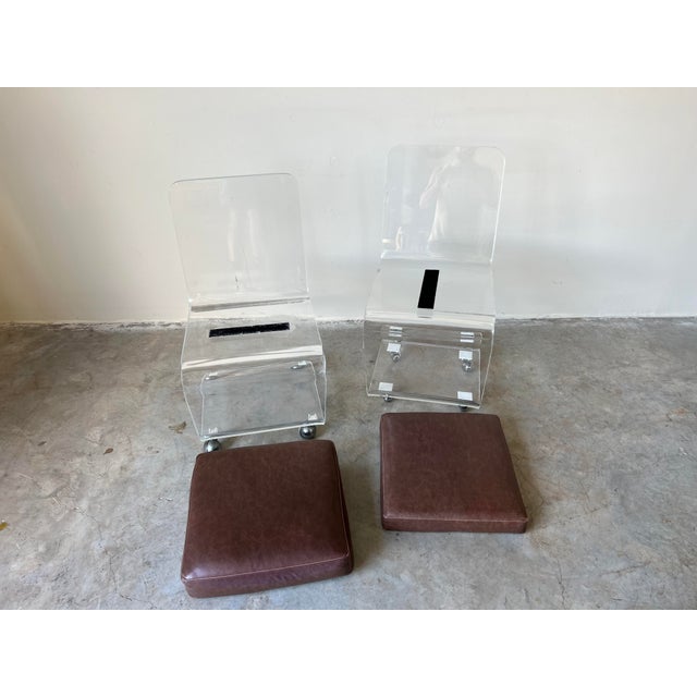 Vintage Z - Shape Heavy Thick Lucite Counter Stools - a Pair | Chairish