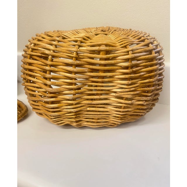 1970s Vintage Large Bamboo Cane French Picnic Basket With Removable Lid ...