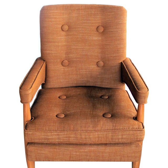 American Mid-Century High-Back Upholstered Arm Chairs - a Pair | Chairish