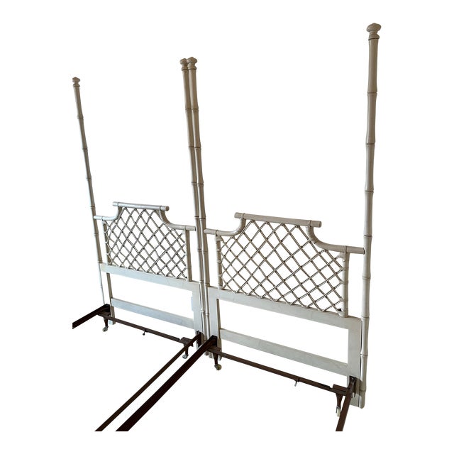Vintage Ficks Reed Twin Poster Headboards-Pair | Chairish