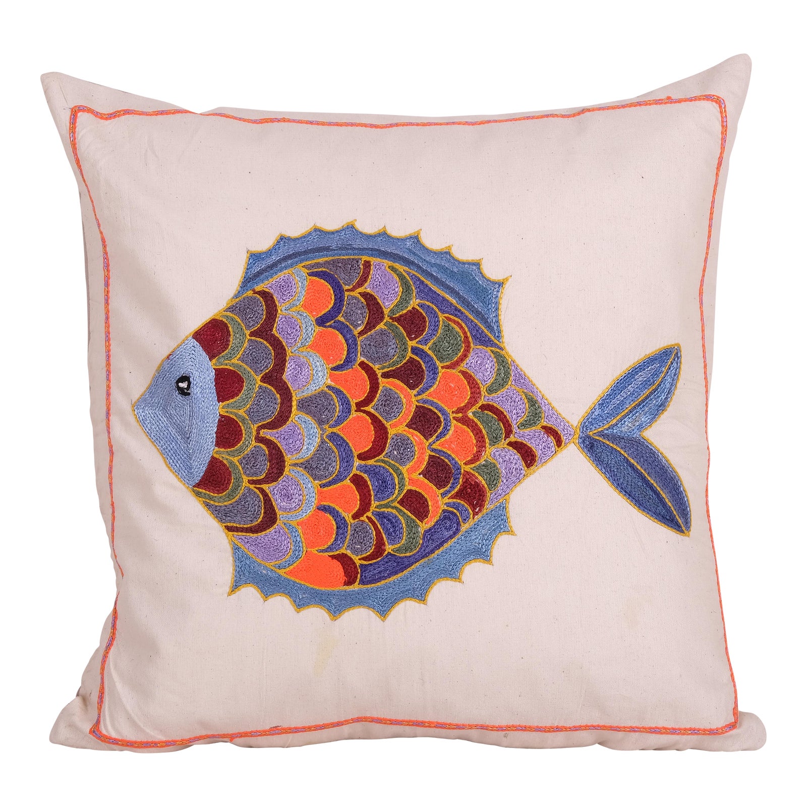 Suzani Fish Pillow Case Made From a 19th Century Suzani | Chairish