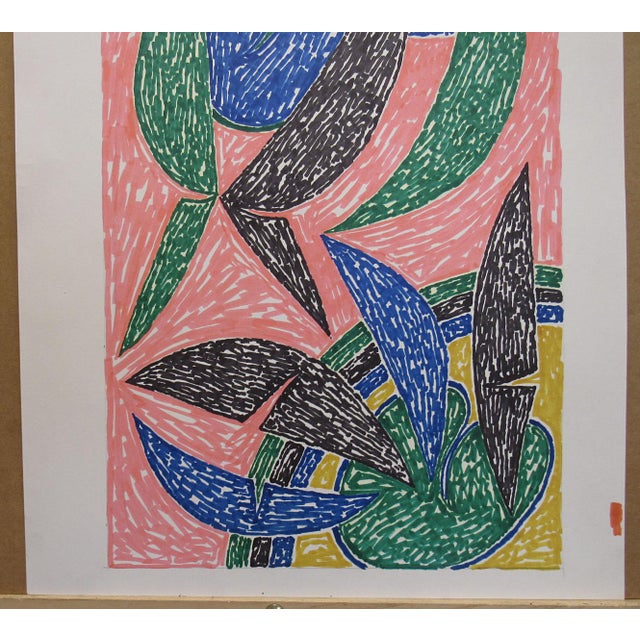 Mid 20th Century Geometric Abstract Marker Drawing by Achillo Sullo ...