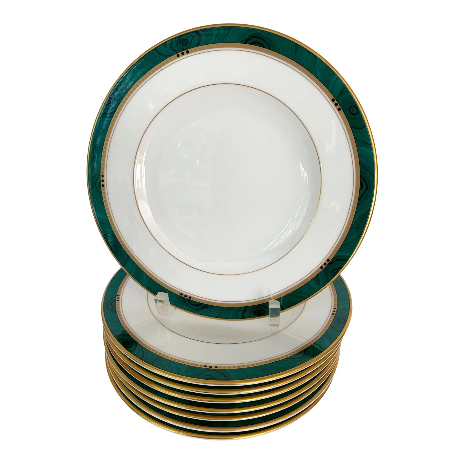 Malachite Dessert Plates - Set of 8 | Chairish