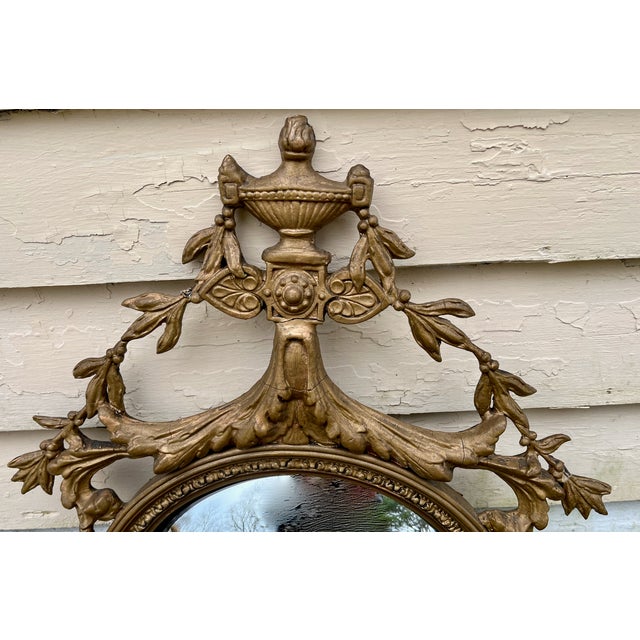 C1890 French Rococo Bullseye Mirror Urn Crest Laurel Leafy Openwork ...