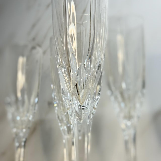 1990s Mikasa "Apollo" Crystal Champagne Flutes (Set of 6) | Chairish