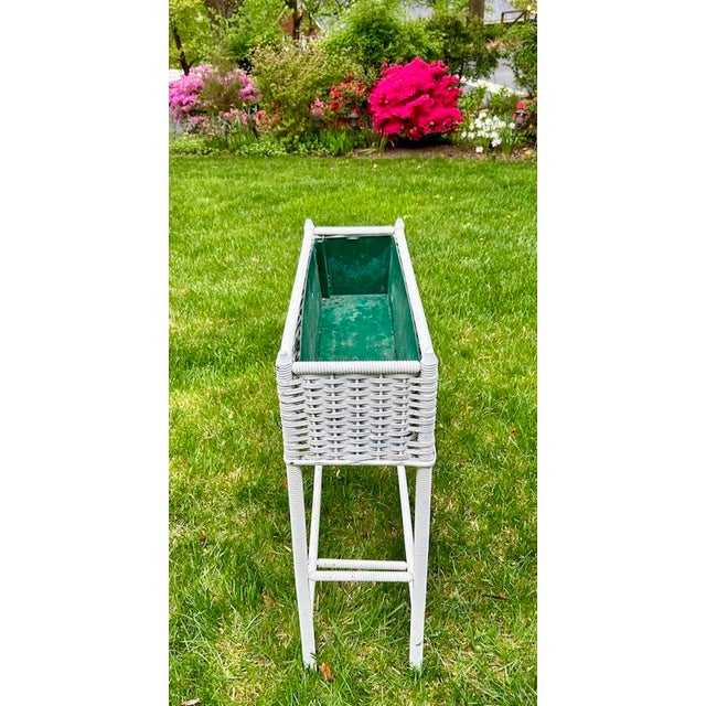 Late 20th Century Willow Tiered Planter Tower & White Wicker French ...