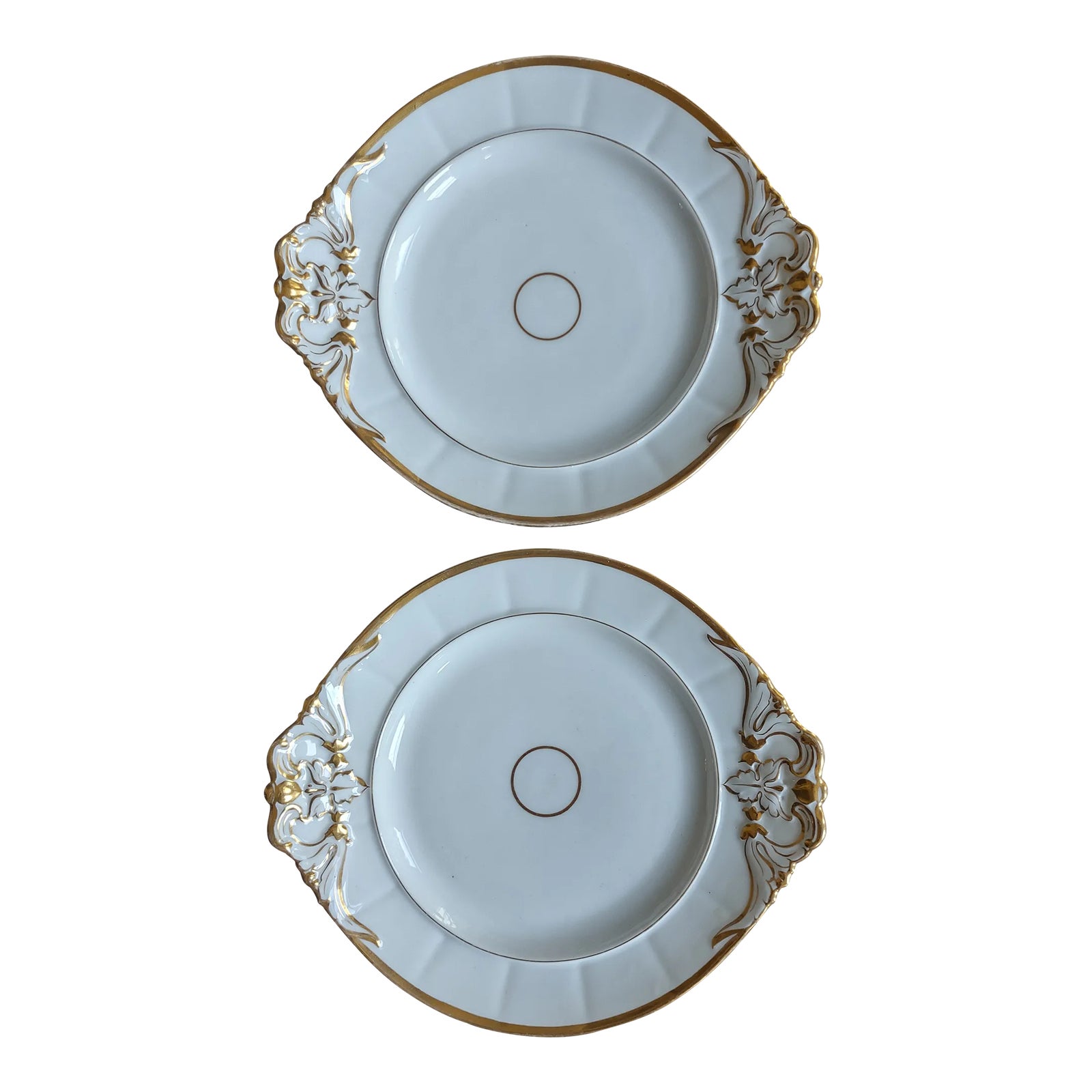 1920s Pair of Handled Old Paris Plates | Chairish