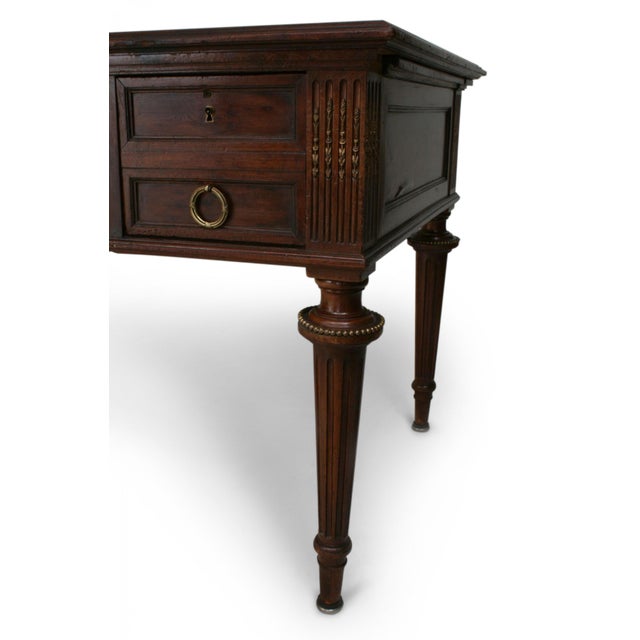 French Louis XVI Style Mahogany and Leather Top Desk | Chairish