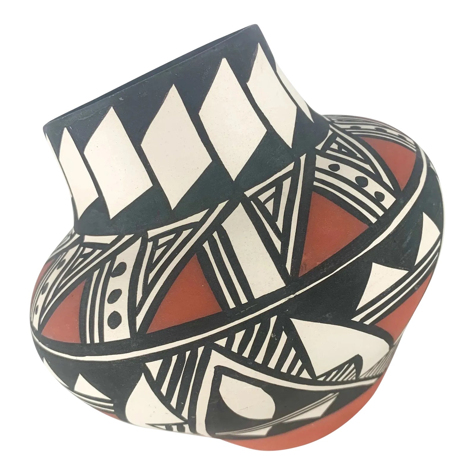 Vintage Native American Style Acoma Pottery Vase Lillie Concho Hand ...