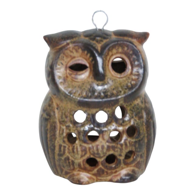 Ardco Style Ceramic Brown Owl Bird Double Sided Candle Holder Lantern ...