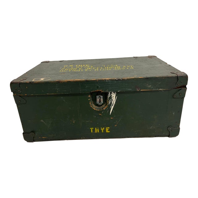 1950s Vintage American Military Wood Foot Locker Chest | Chairish