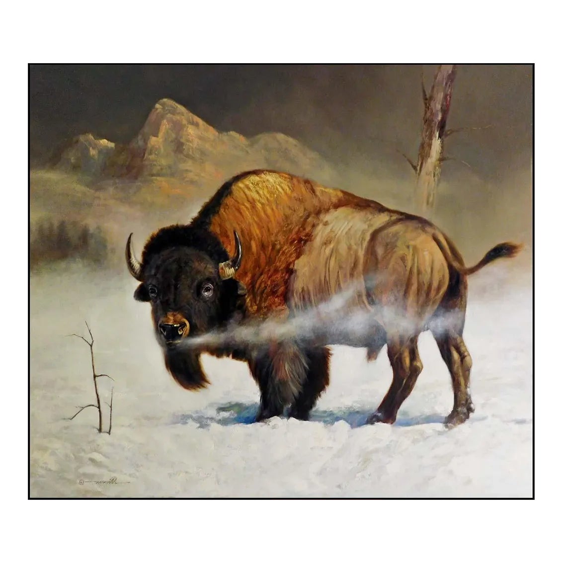 Dave Merrill "Buffalo" Original Oil Board Unframed Hand Signed | Chairish