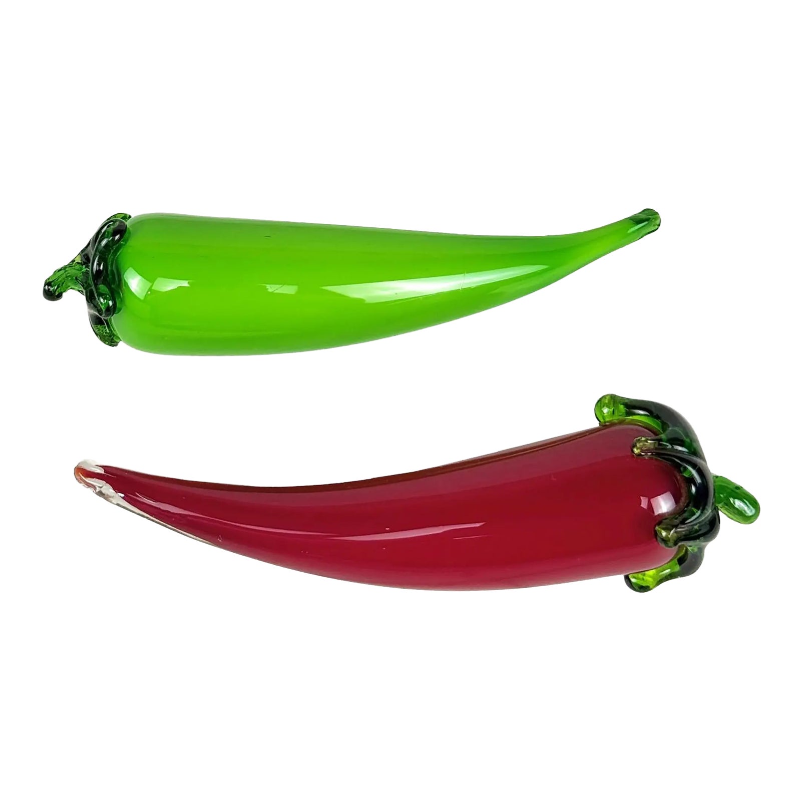 Mid-Century Italian Art Glass Chili Pepper Sculpture - A Pair | Chairish