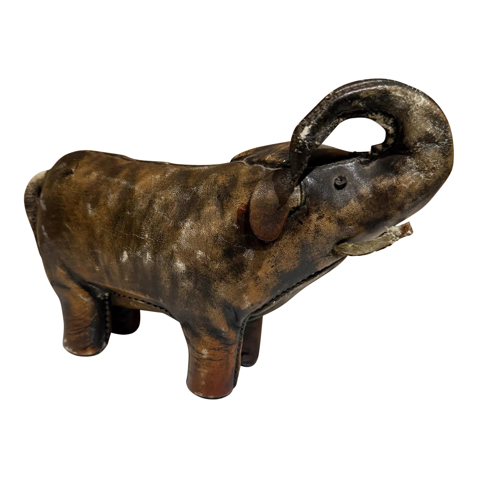 Mid-Century Modern Omersa Leather Elephant Door Stop Sculpture for ...