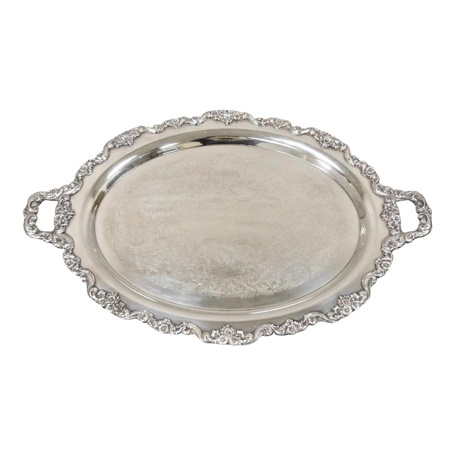 Vintage Poole Silver Co. Lancaster Rose Victorian Style Serving Platter ...