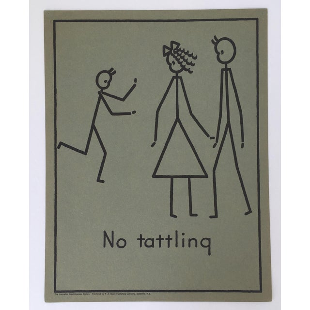 1940s "Good Manners" Double-Sided Stick Figure Poster | Chairish