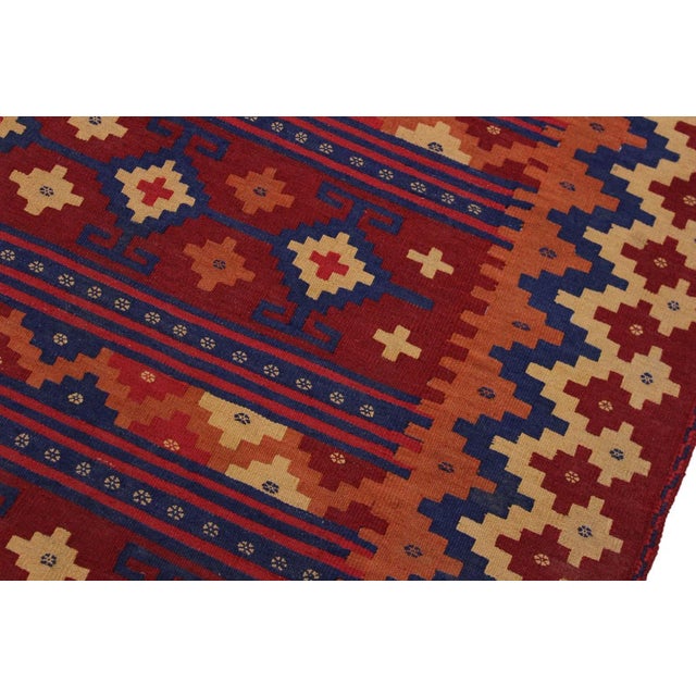Navajo Style Kilim Red Hand-Woven Wool Rug- 6'3" X 9'7" | Chairish
