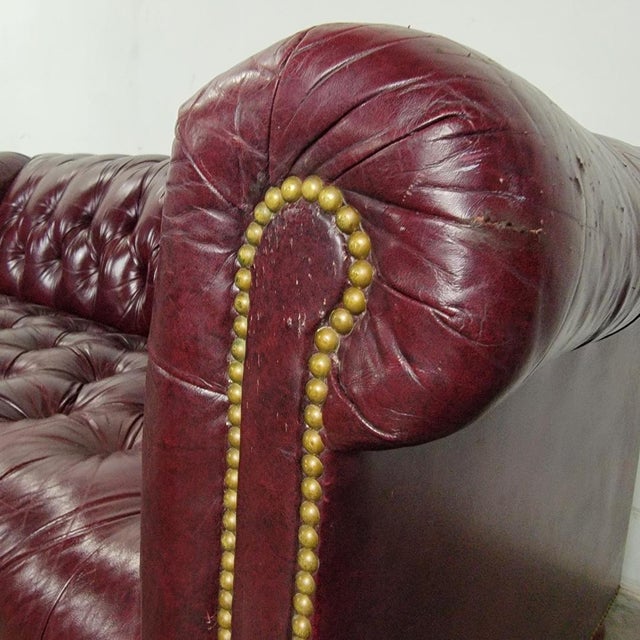 1960s Chesterfield Tufted Hancock and Moore Executive Leather Sofa ...