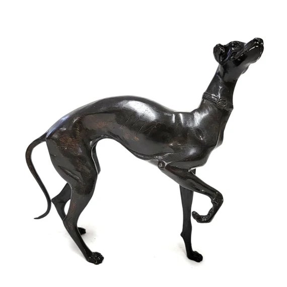 1990s Bronze Greyhound Whippet Statue | Chairish