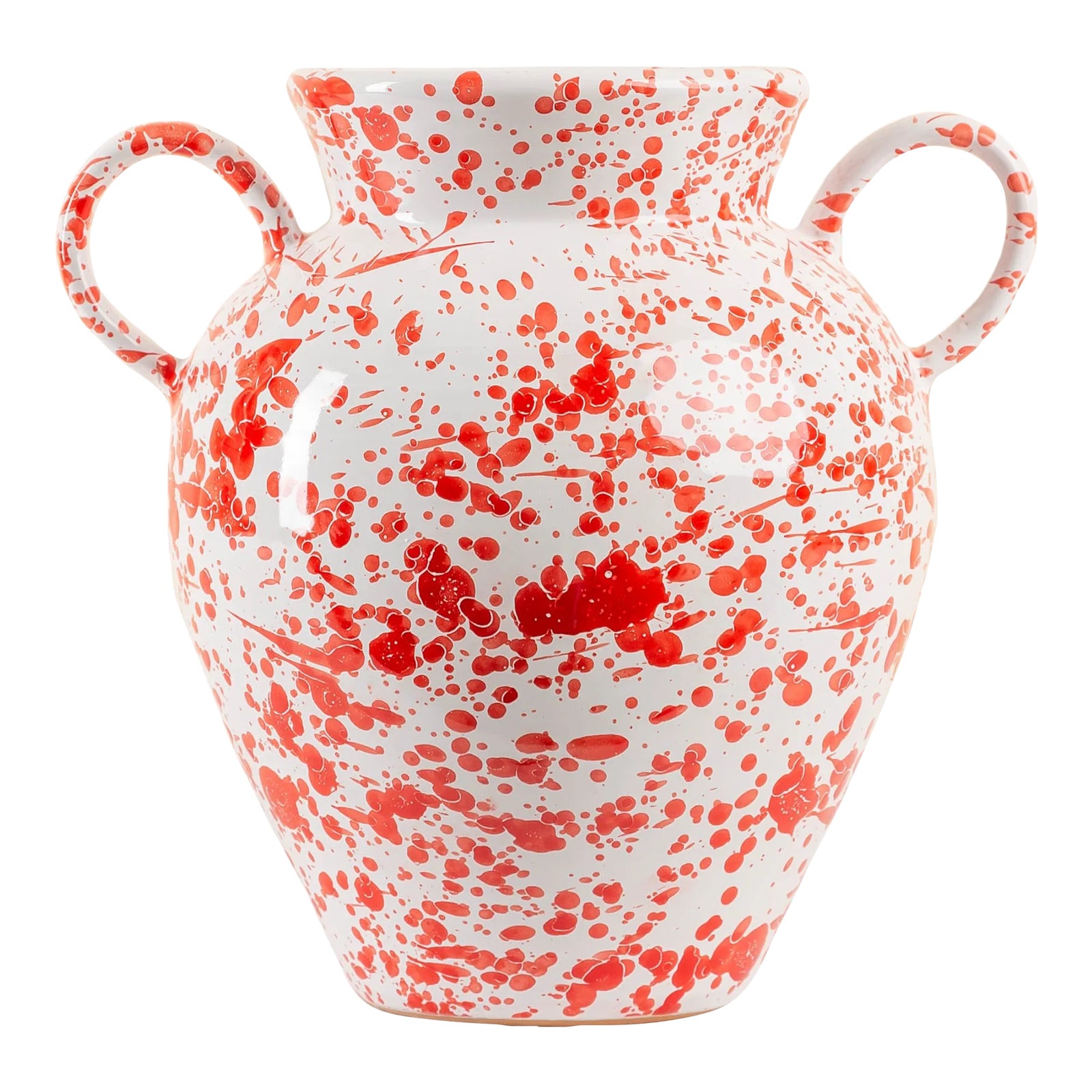 Taverna Speckled Two Handled Jug, Red/White | Chairish