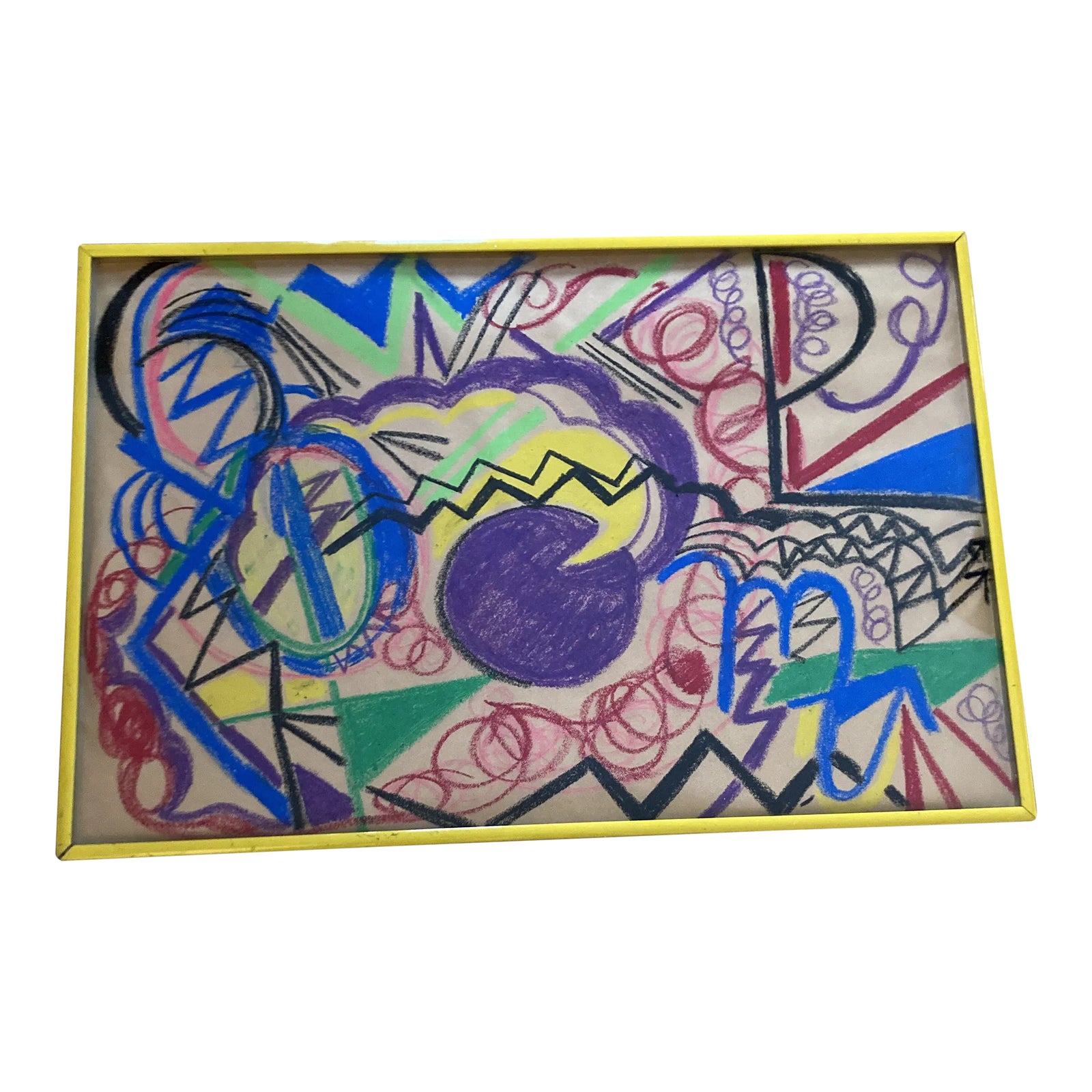 1990s Vintage Postmodern Abstract Painting on Paper | Chairish