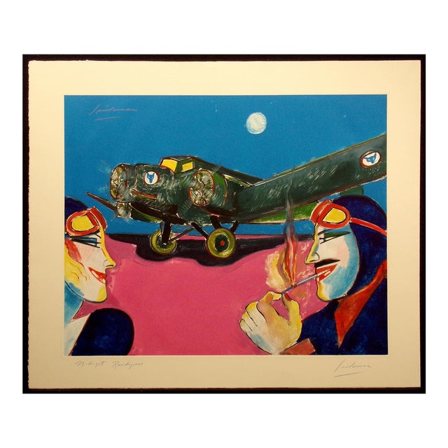 1980s Earl Linderman "Midnight Rendezvous" Hand Signed Original Artwork ...