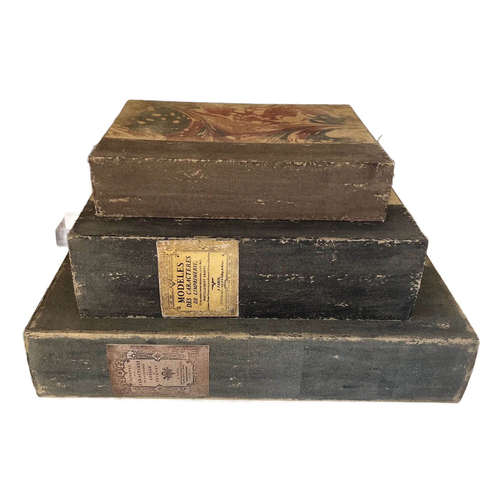 Vintage French Document Boxes - Set of 3 | Chairish