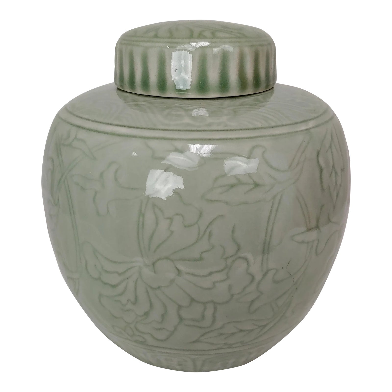 Vintage Andrea by Sadek Chinese Green Ginger Jar | Chairish