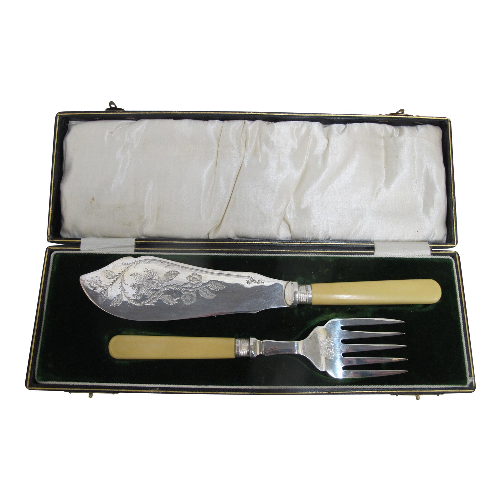 Victorian Antique Epns Silverplate Celluloid Fish Serving Knife & Fork ...