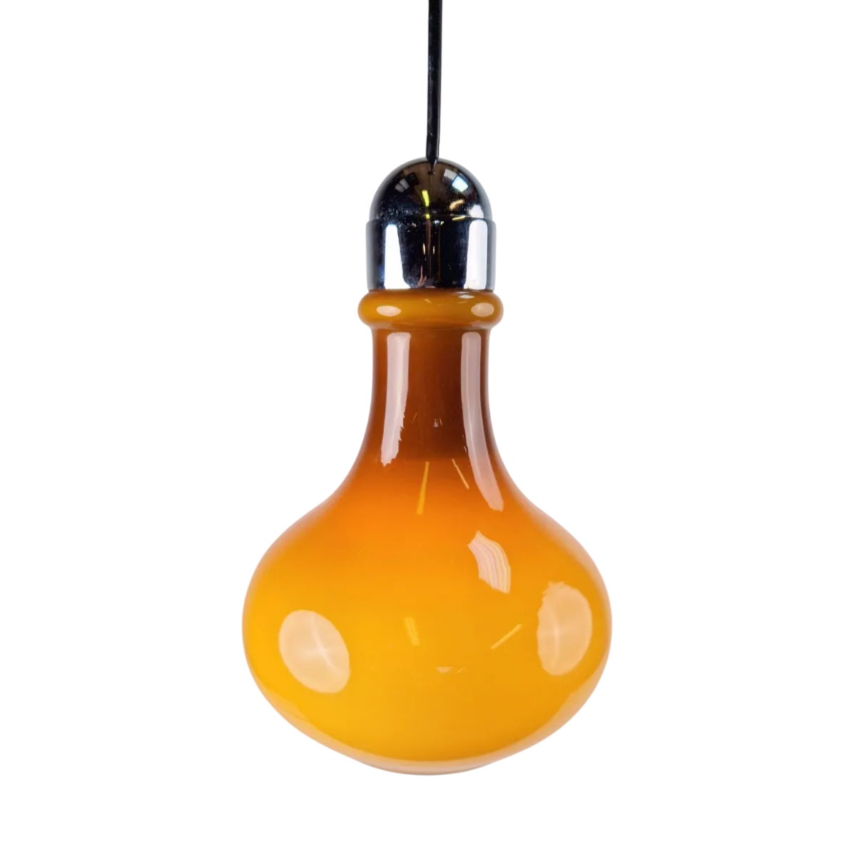 Vintage Scandinavian Drop Pendant Lamp in Brown Opal Glass and Chrome ...
