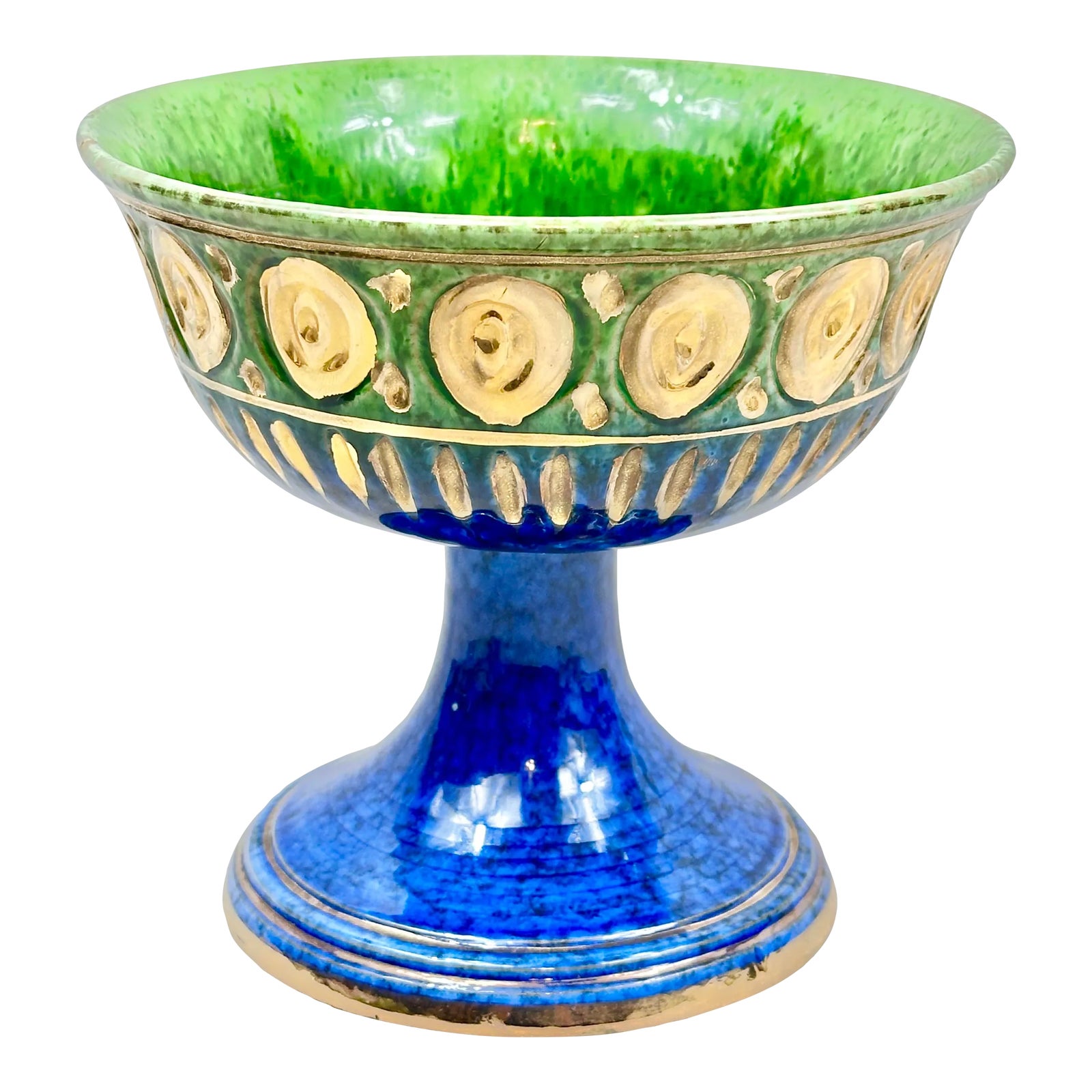 Vintage Mid-Century Modern Bitossi Style Pottery Compote | Chairish