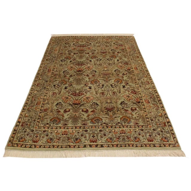 1980s Shabby Chic Heritage Lt. Green/Rust Wool Rug - 4'0 X 6'1 | Chairish