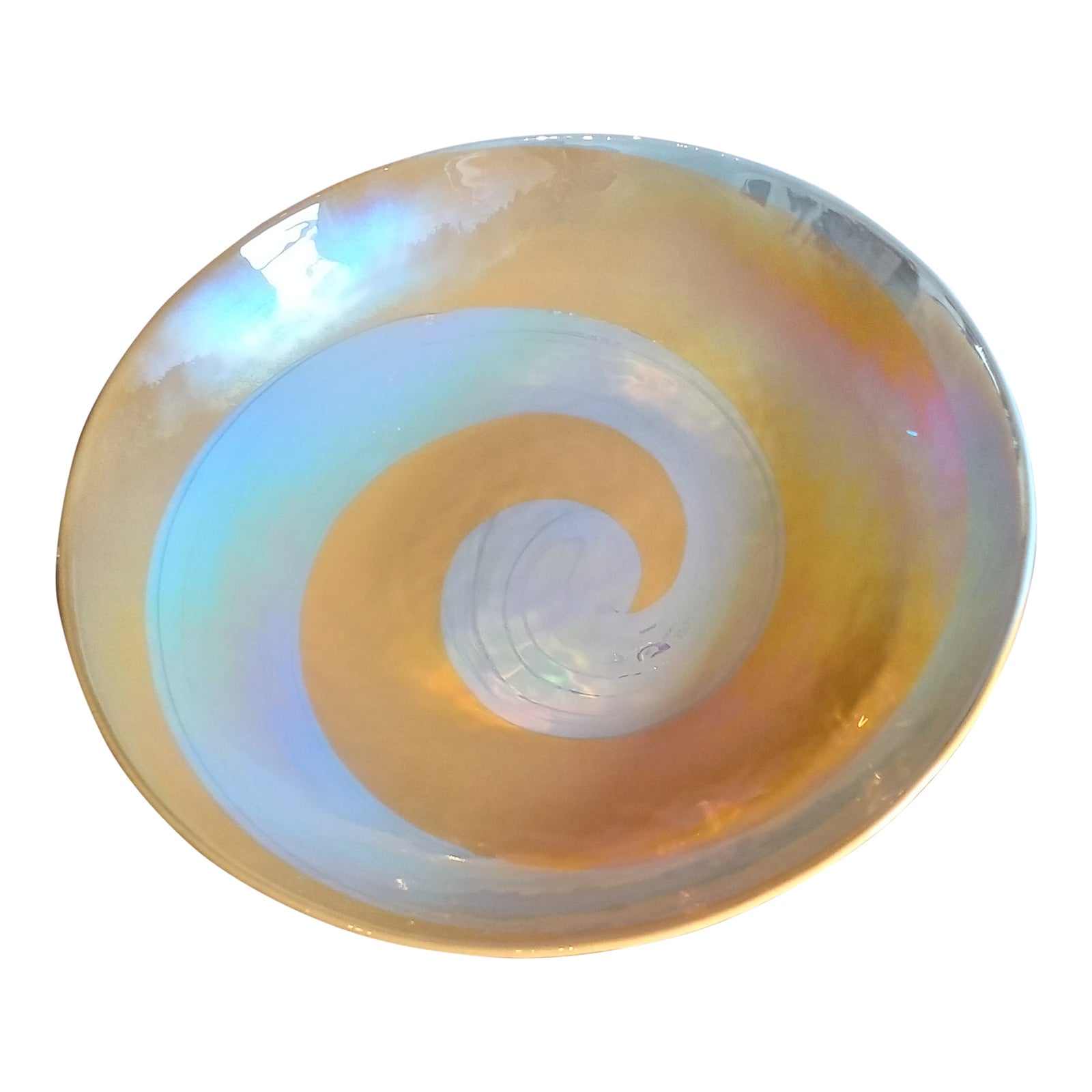 Italian Large Lusterware Pottery Center Bowl | Chairish